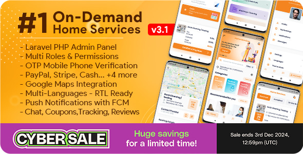 On-Demand Home Services, Business Listing, Handyman Booking with Admin ...